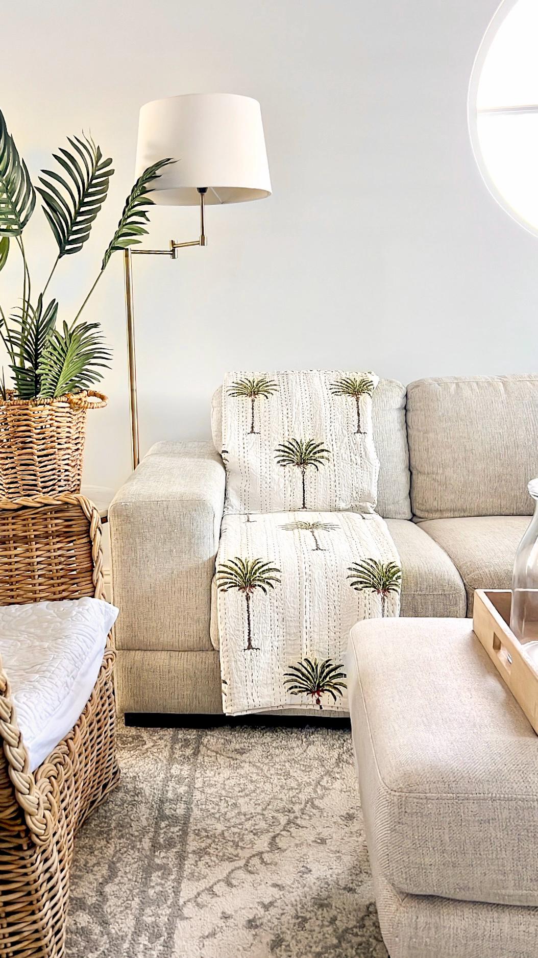 Palm Tree Kantha Quilt Palm Tree Bedding Indian Palm Tree Bedspread ...