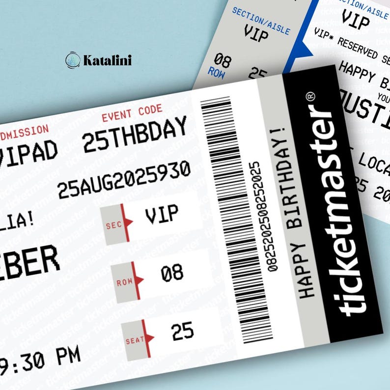 Custom Concert Ticket Template Personalized Event Ticket Surprise ...