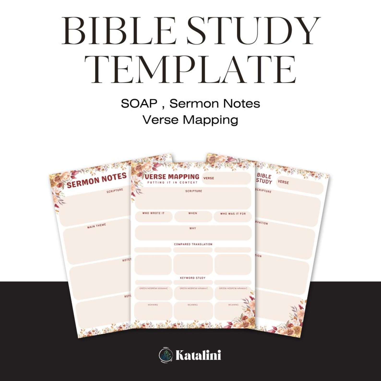 Wildflower SOAP Bible Study Journal Sermon Note Verse Mapping Template ...