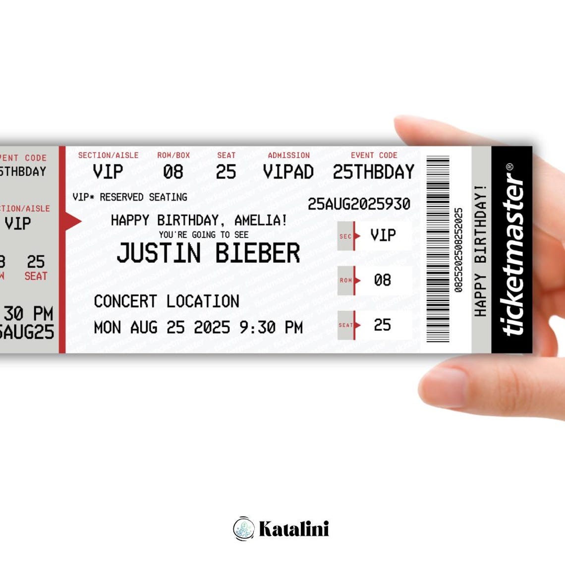 Custom Concert Ticket Template Personalized Event Ticket Surprise ...