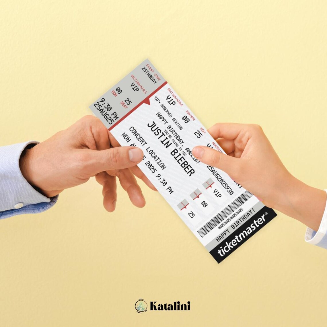 Custom Concert Ticket Template Personalized Event Ticket Surprise ...