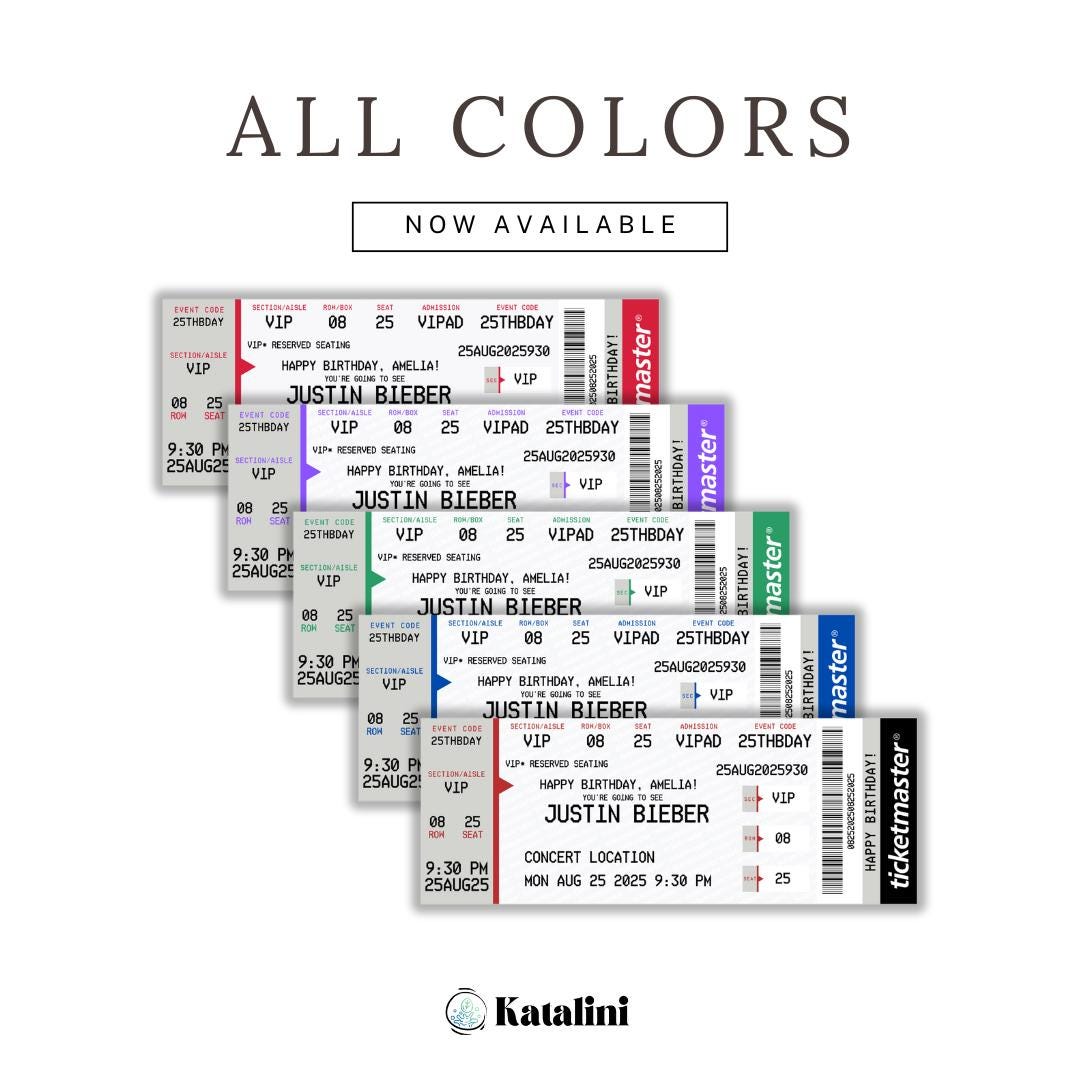 Custom Concert Ticket Template Personalized Event Ticket Surprise ...