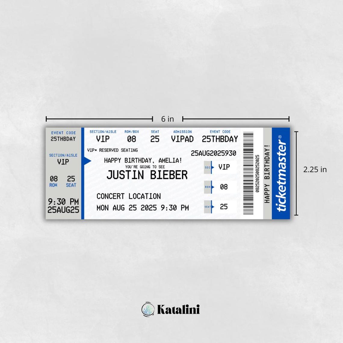 Custom Concert Ticket Template Personalized Event Ticket Surprise ...