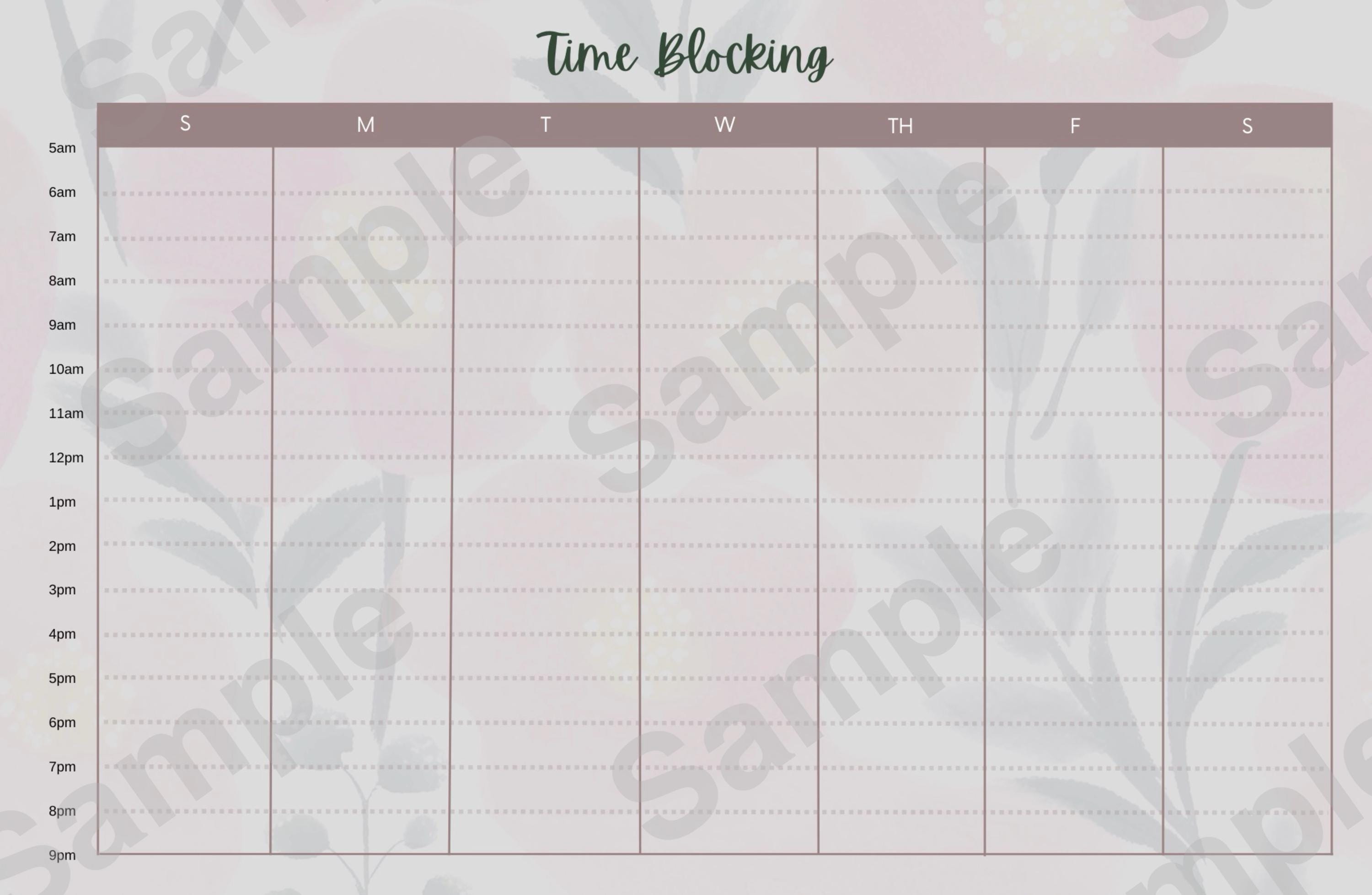 Time Blocking Schedule Printable | Planner Template | Long Sized - Etsy
