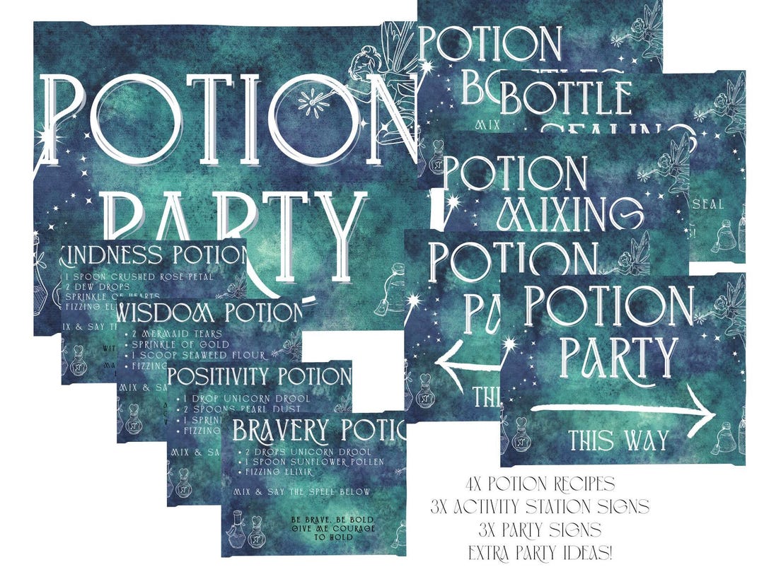 Magical Potion Party Printable Spell Recipe Cards Kids Party Activities ...