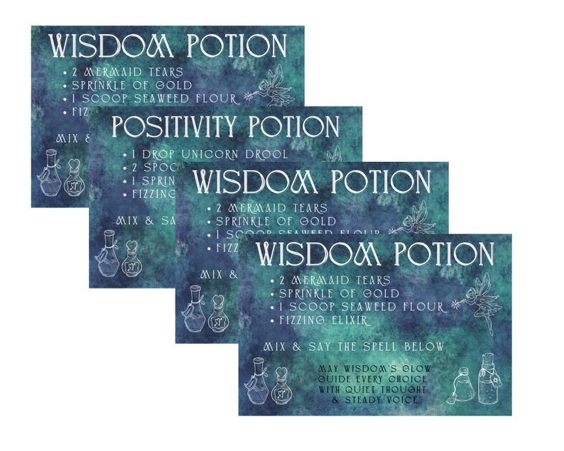 Magical Potion Party Printable Spell Recipe Cards Kids Party Activities ...
