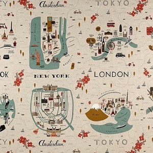 Rifle Paper Co Les Fleurs / City Maps / Canvas Panel - Etsy