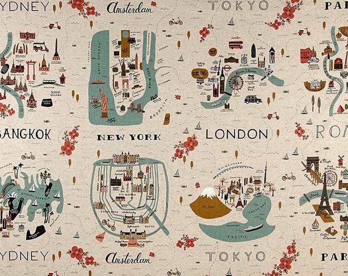 Rifle Paper Co Les Fleurs / City Maps / Canvas Panel - Etsy