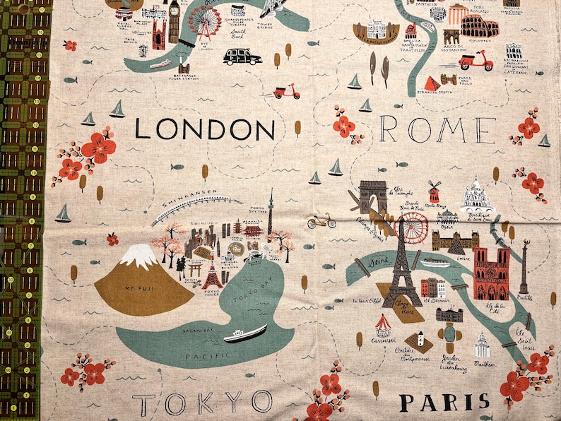 Rifle Paper Co Les Fleurs / City Maps / Canvas Panel - Etsy
