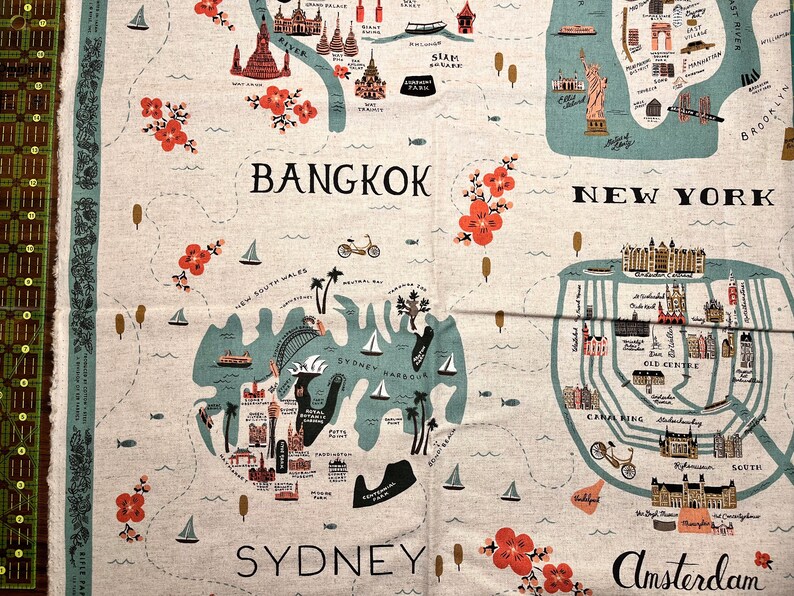 Rifle Paper Co Les Fleurs / City Maps / Canvas Panel - Etsy