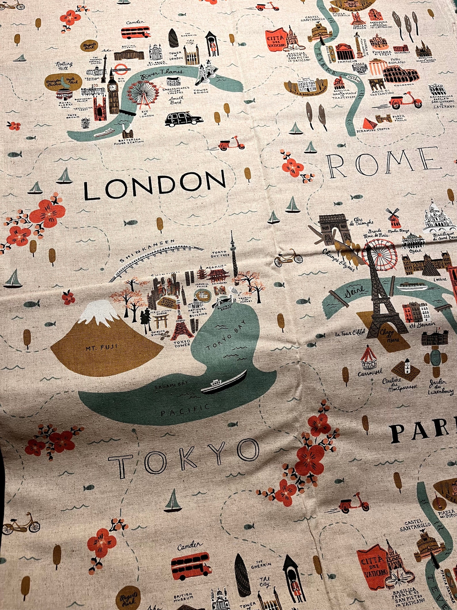 Rifle Paper Co Les Fleurs / City Maps / Canvas Panel - Etsy