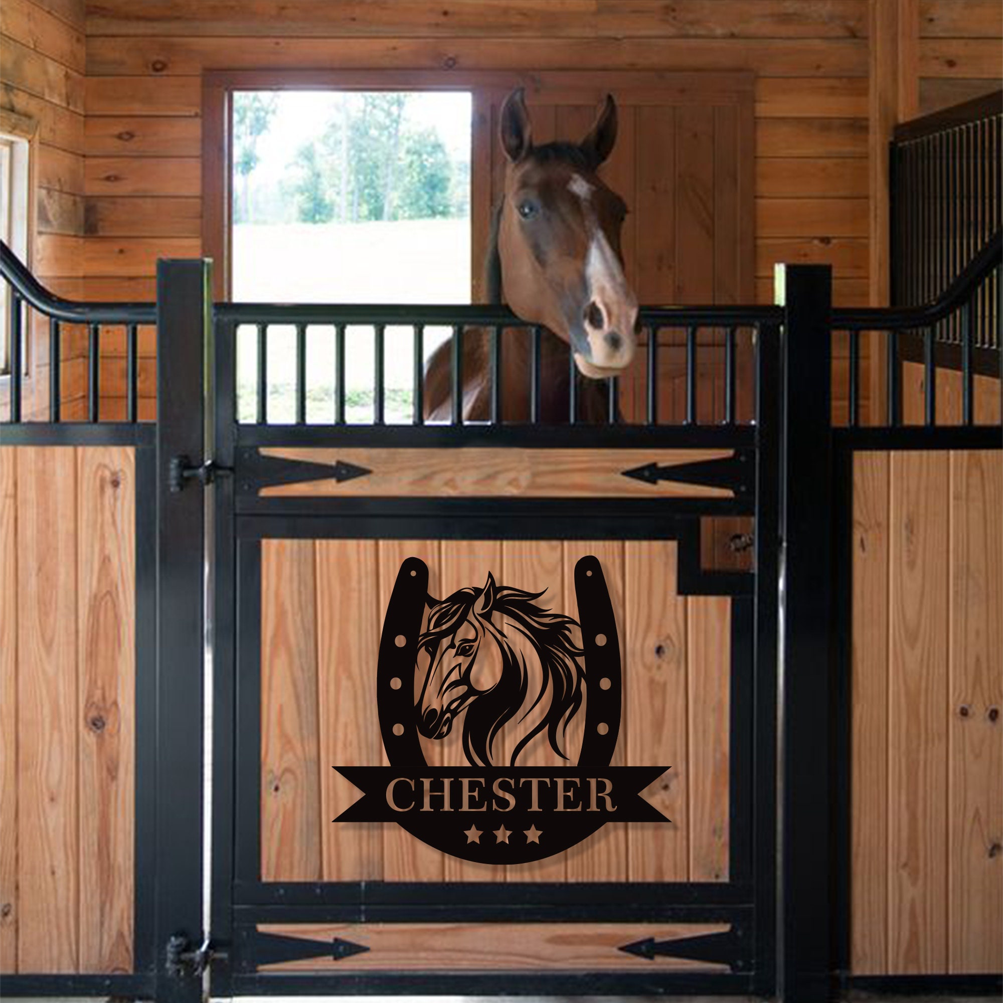 Personalized Horse Metal Sign, Custom Metal Horseshoe Sign ...
