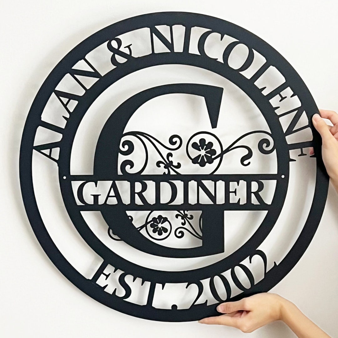 Custom Last Name Metal Logo, Gallery Wall Decor, Surname Metal Logo ...