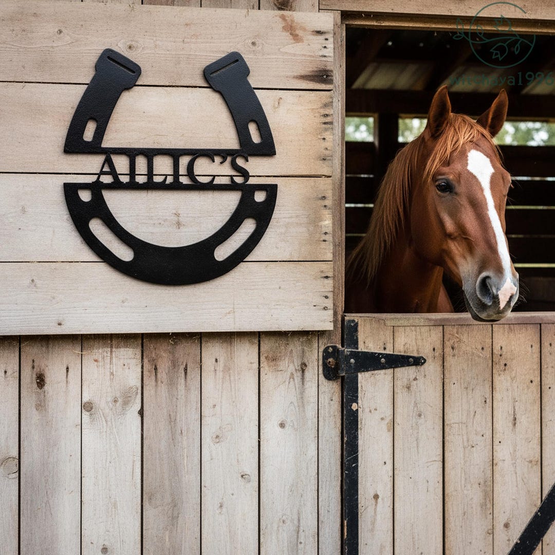 Custom Stable Sign With Horseshoe Design,metal Barn Wall Art ...