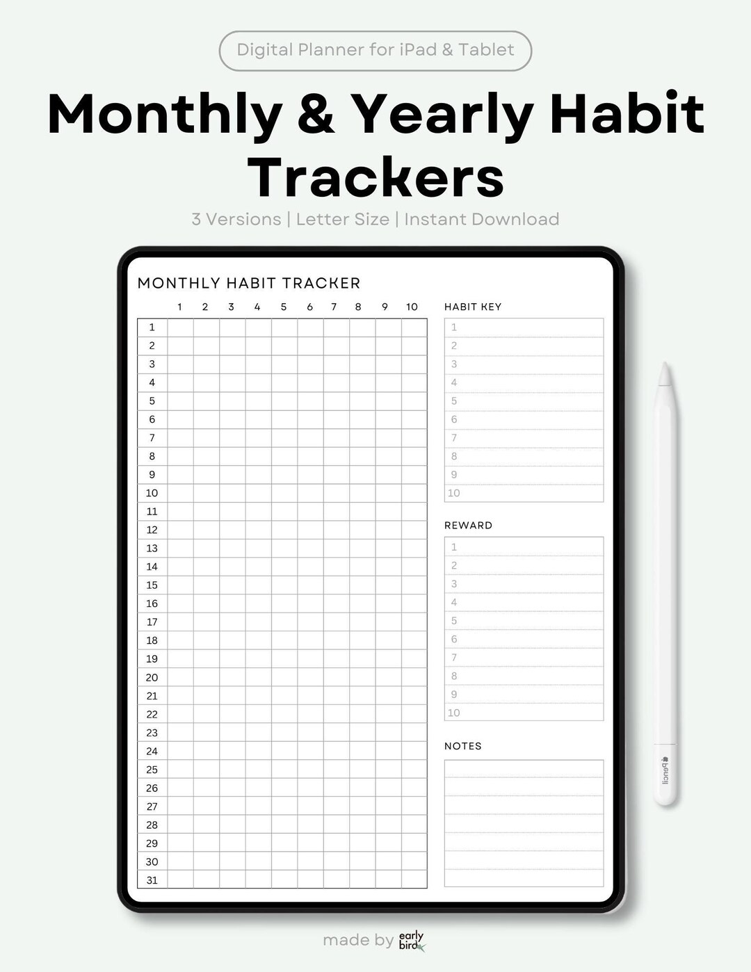 Monthly and Yearly Habit Tracker for Student Productivity, Organization ...