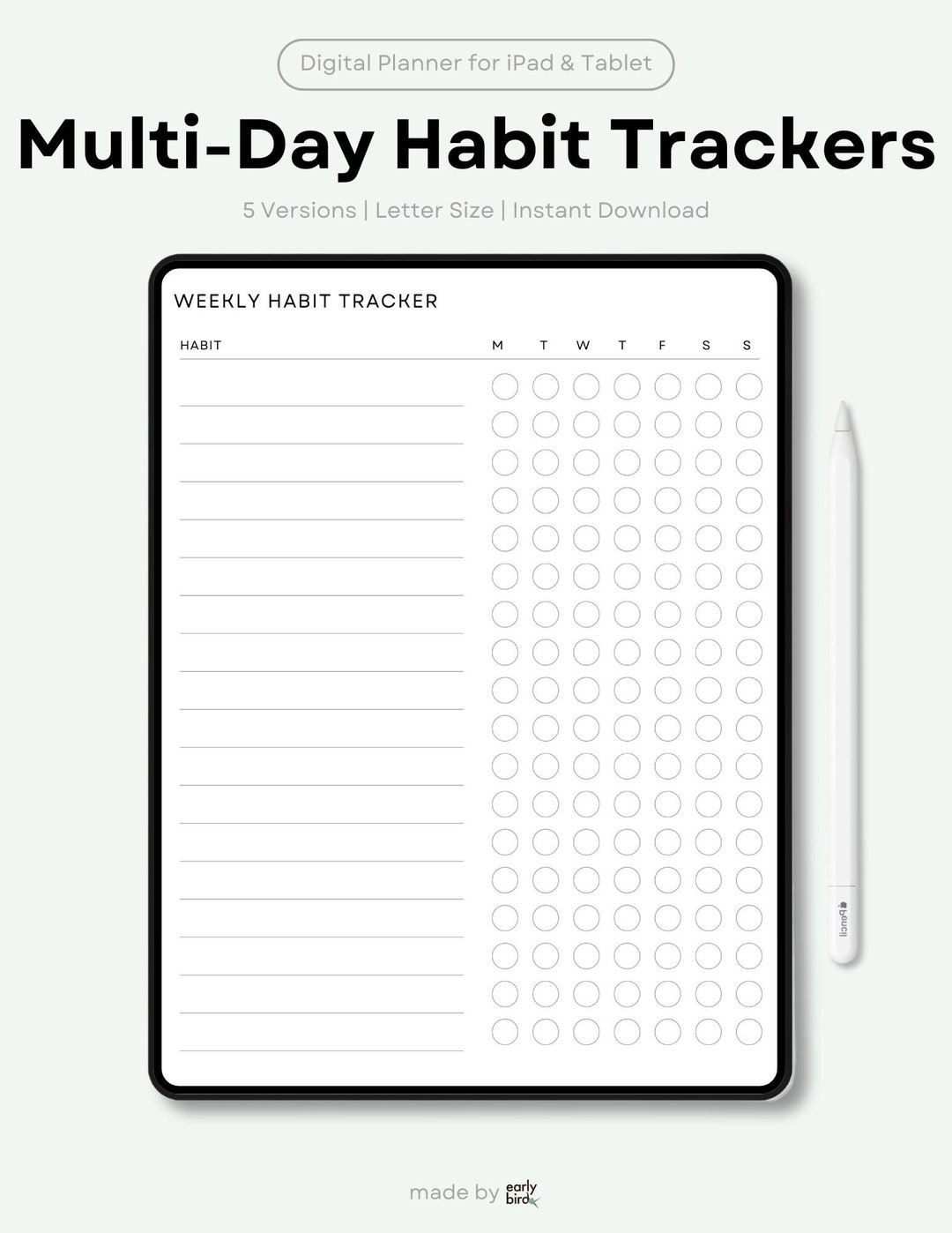 Multi-day Habit Tracker for Student Productivity, Organization, College ...