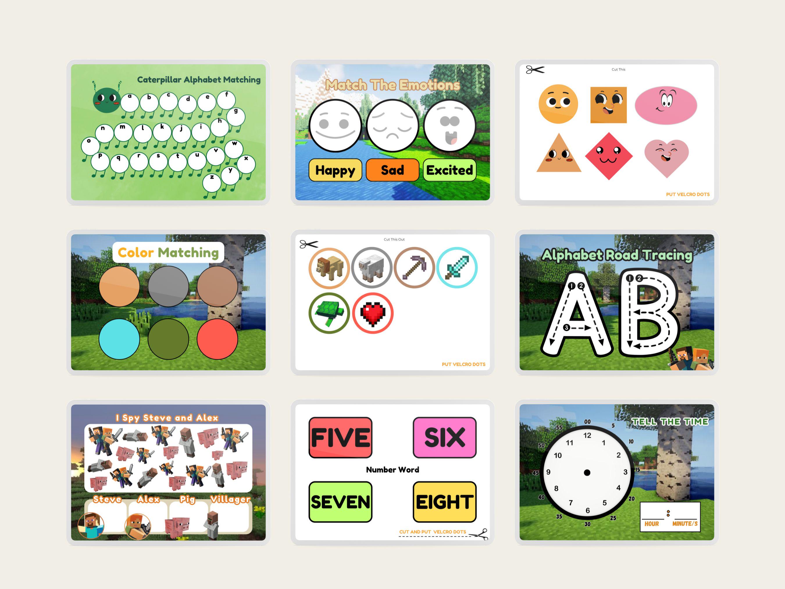 Minecraft Busy Books for Toddlers and Kids | Printable Educational ...