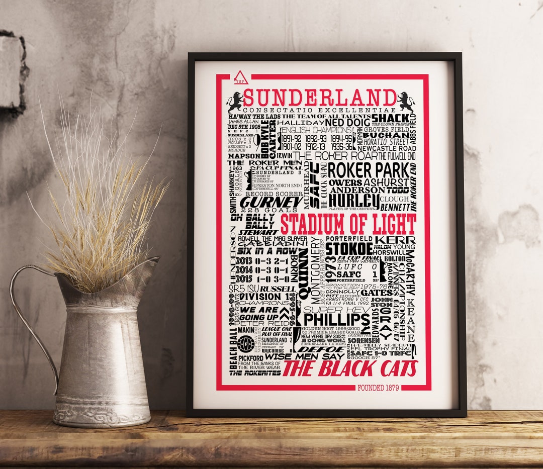 Sunderland Football History Print Football Gift, Poster Print, SAFC - Etsy