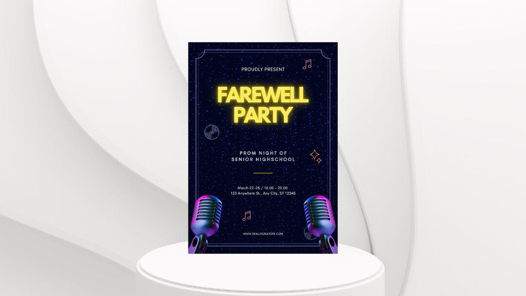 Editable Black Illustrated Farewell Party Poster Customizable Digital ...