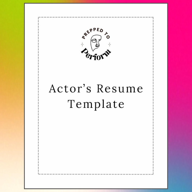 Professional Actor Resume Template | Editable & Printable CV for ...