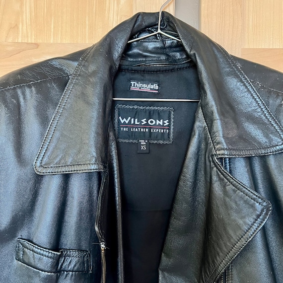 Vintage XS Leather Jacket Wilsons Trench Coat - Gem