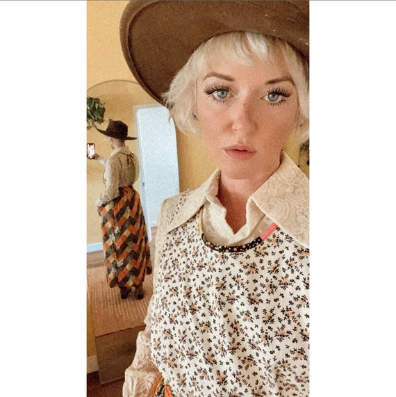 Vintage Patchwork Pinafore Apron Dress 1960s Clothing… - Gem