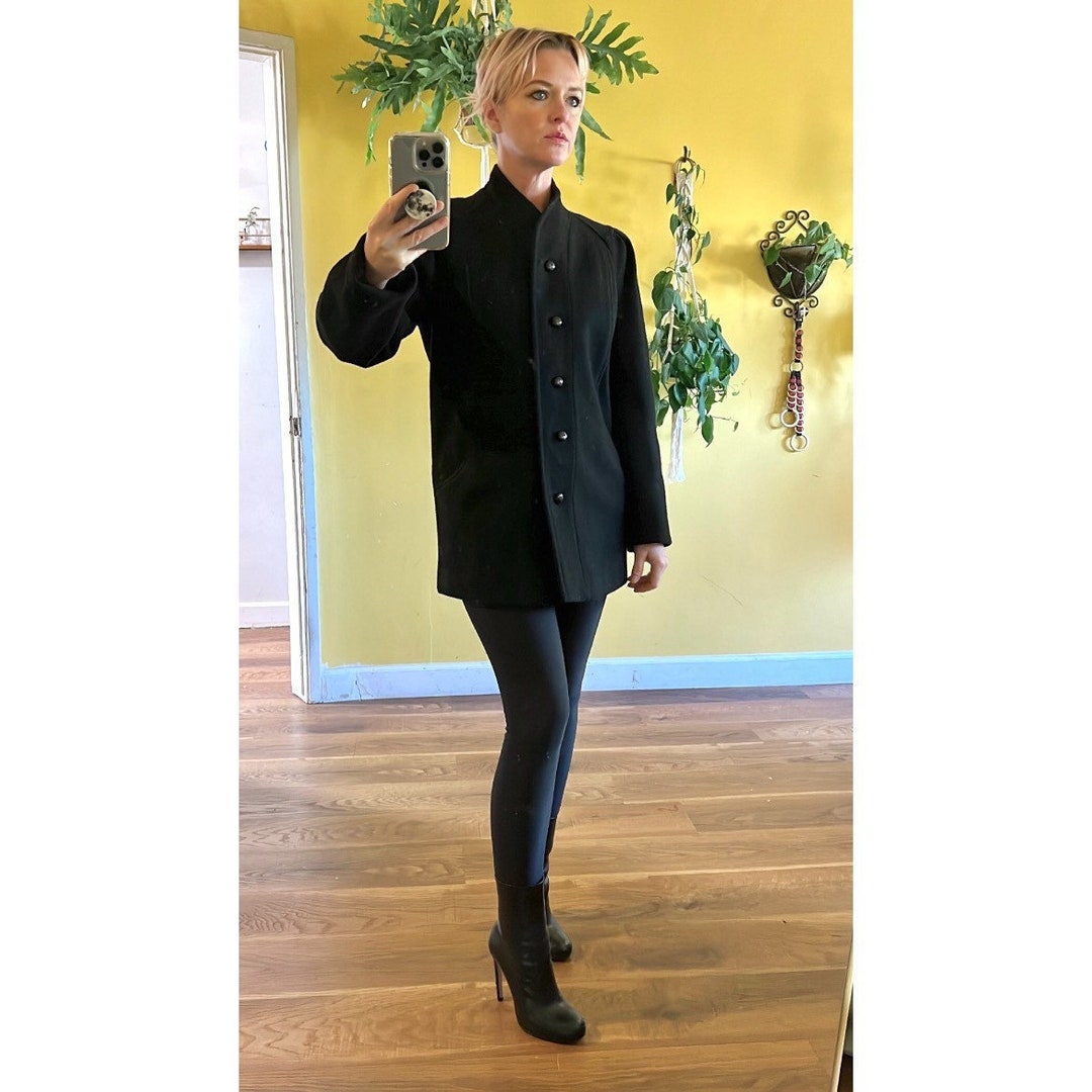 90s Black Jacket 1990s Winter Military Style Coat - Etsy