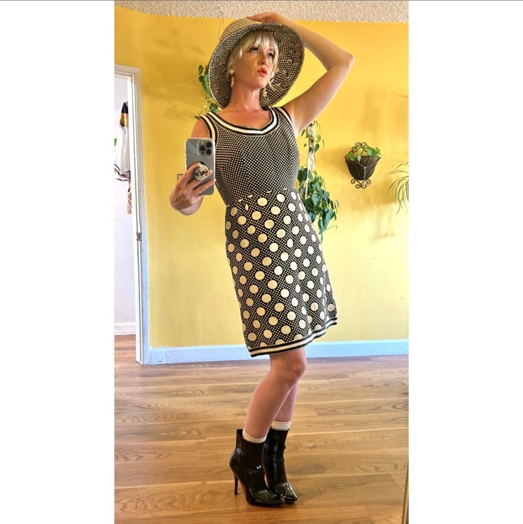 60s Mod Dress 1960s Mini Dresses Polka Dots Black and White - Etsy