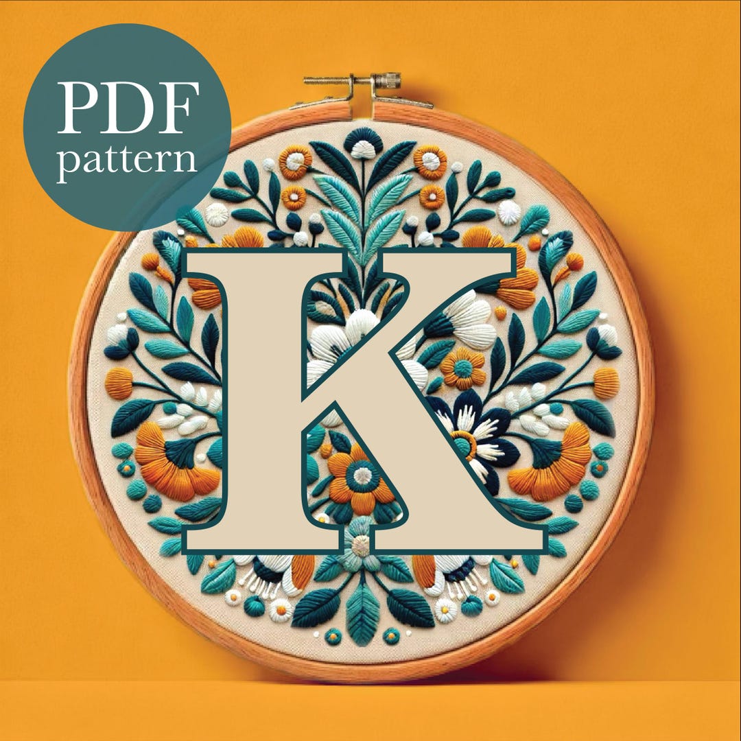 Tropical Blooms Letter "k" Hand Embroidery Pattern | Digital PDF ...