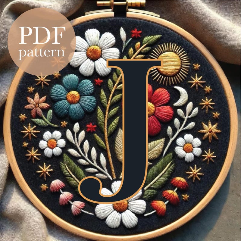 Letter J Embroidery - Etsy