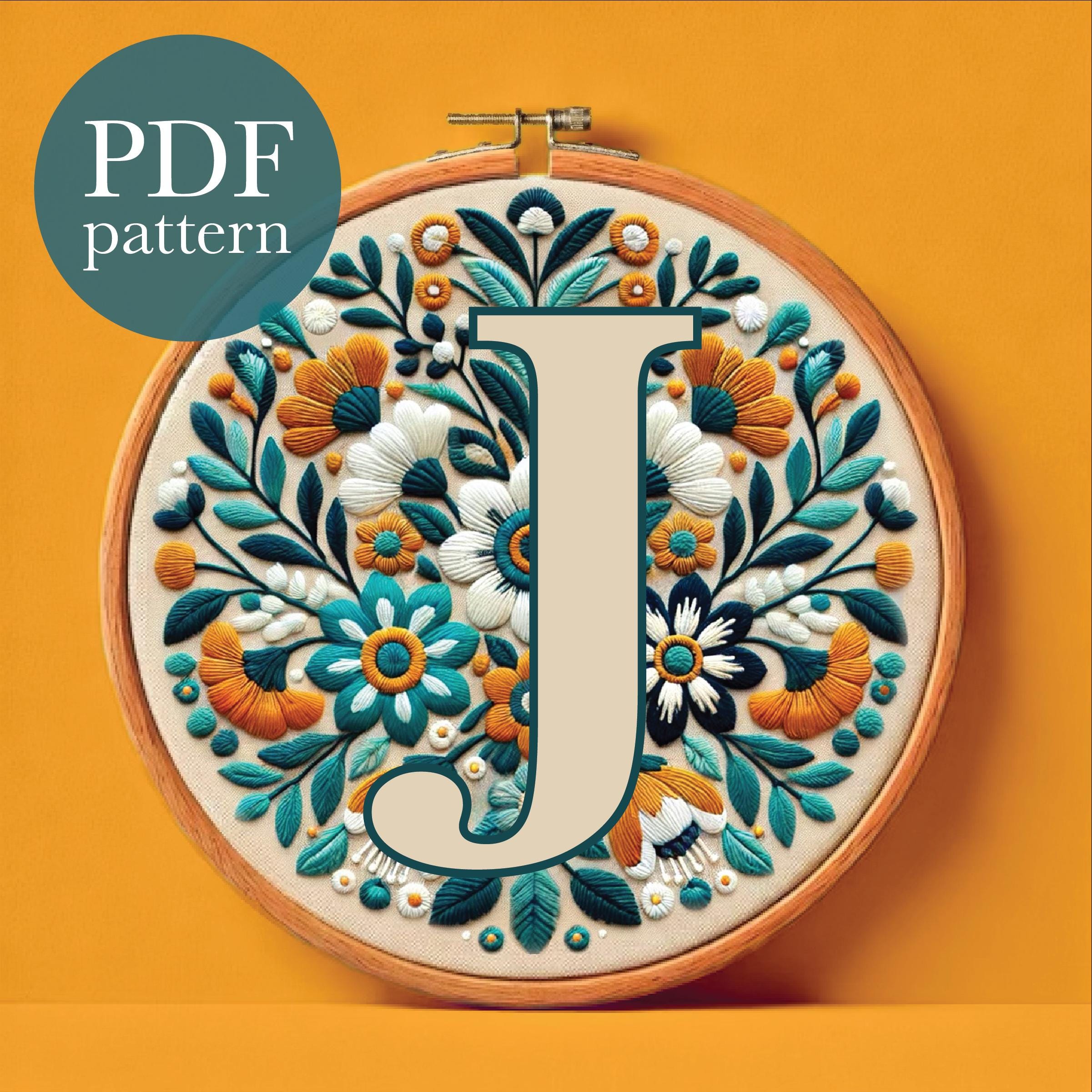 Tropical Blooms Letter "j" Hand Embroidery Pattern | Digital PDF ...