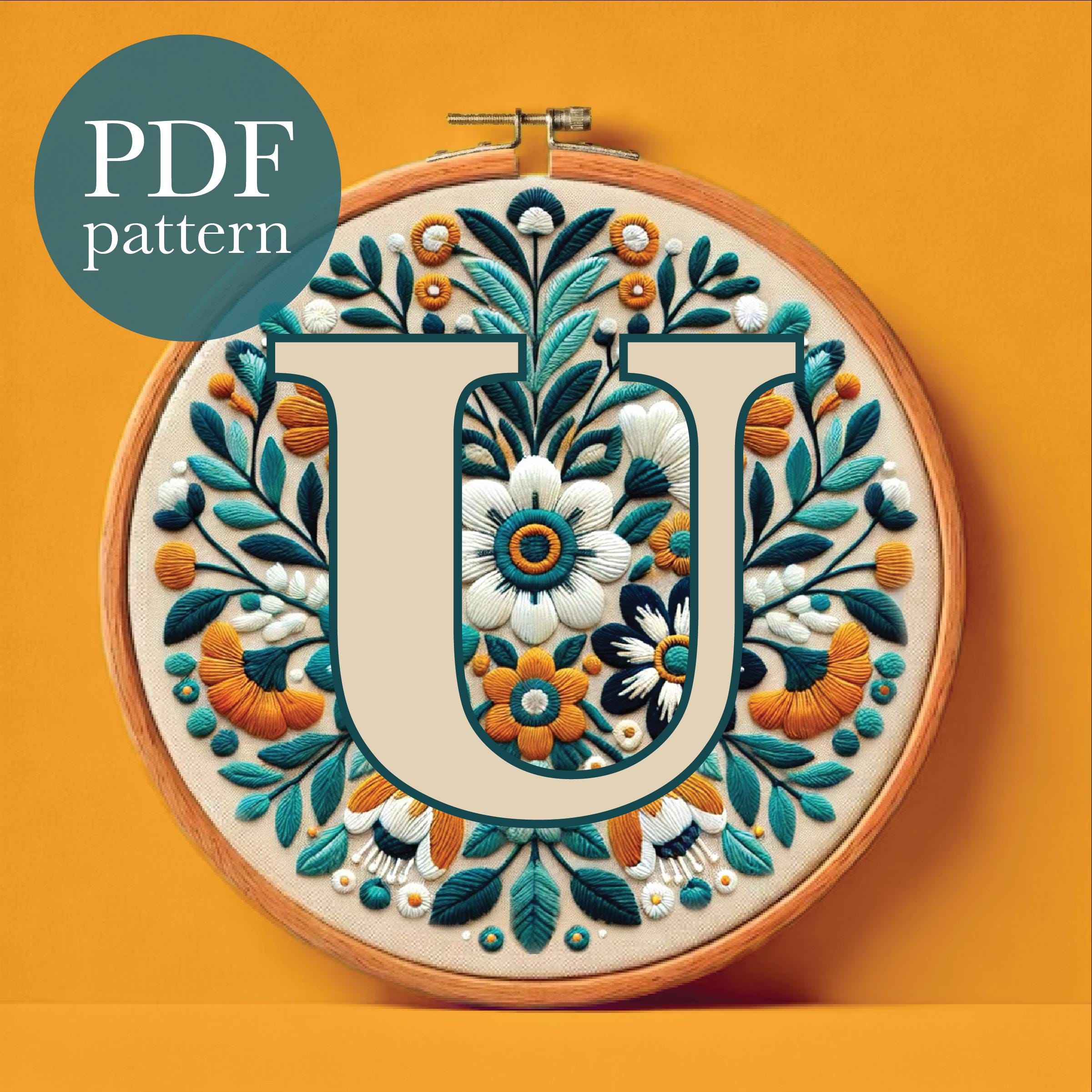 Tropical Blooms Letter "u" Hand Embroidery Pattern | Digital PDF ...
