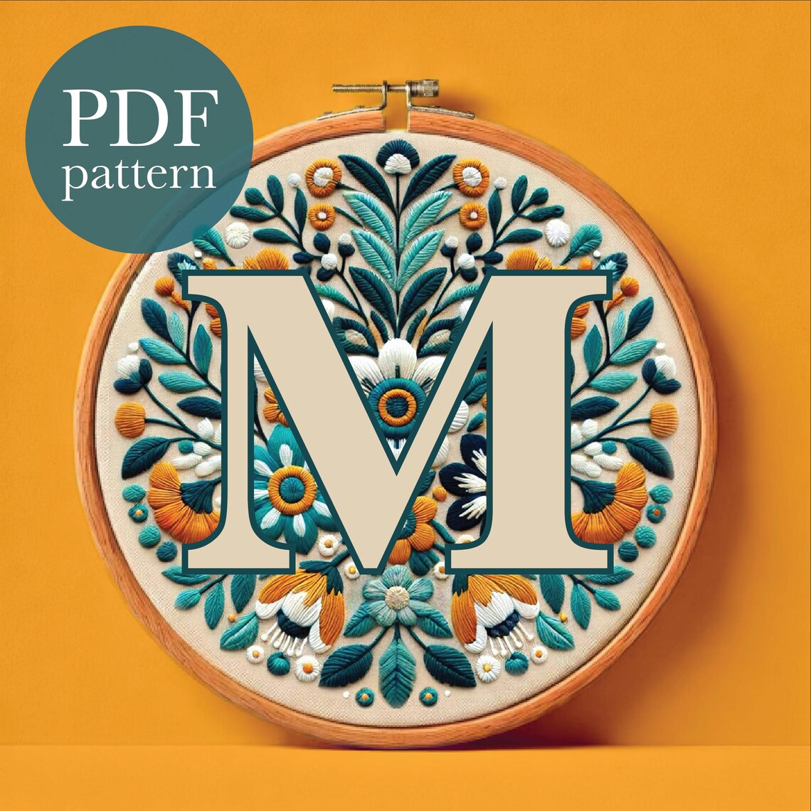 Tropical Blooms Letter "m" Hand Embroidery Pattern | Digital PDF ...