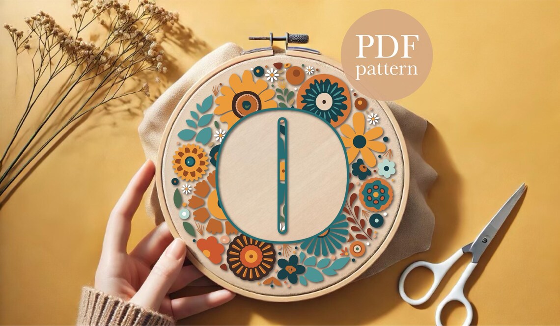 Retro Florals Letter "o" Hand Embroidery Pattern | Digital PDF Download ...
