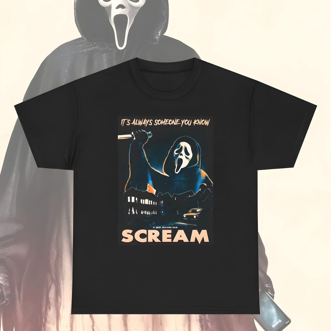 Scream Vintage Style Shirt Ghostface Horror Movie Graphic Tee 90s Cult ...