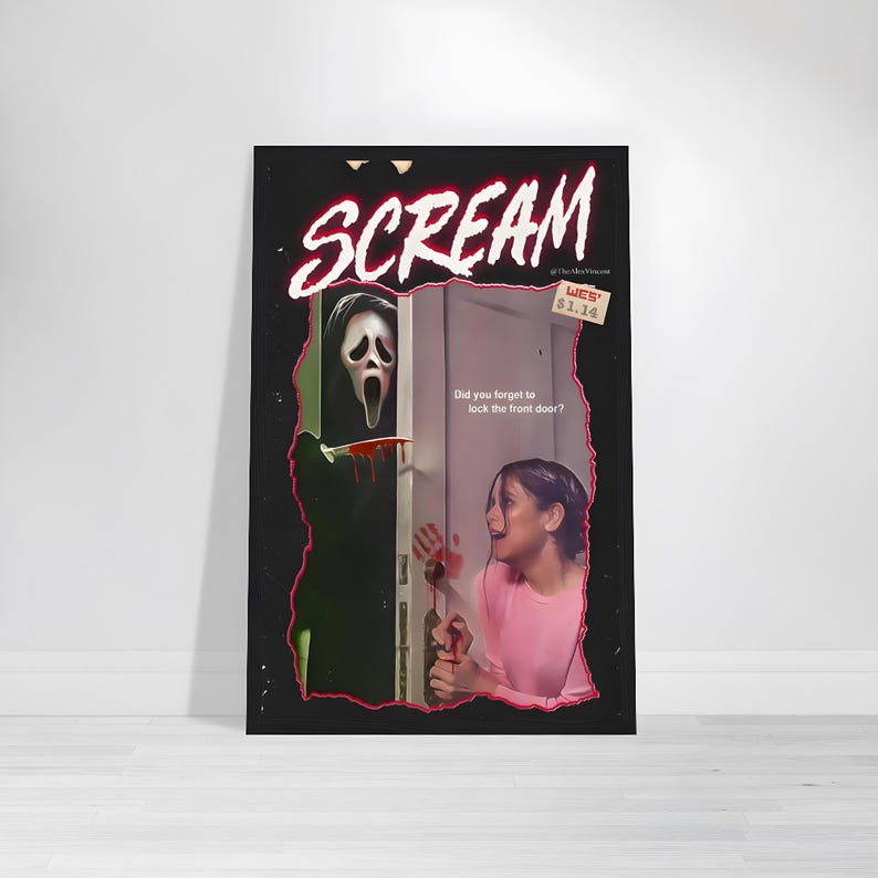 Scream Movie Poster Ghostface Print Horror Movie Decor Jenna Ortega Horror Gift Vintage Style ...