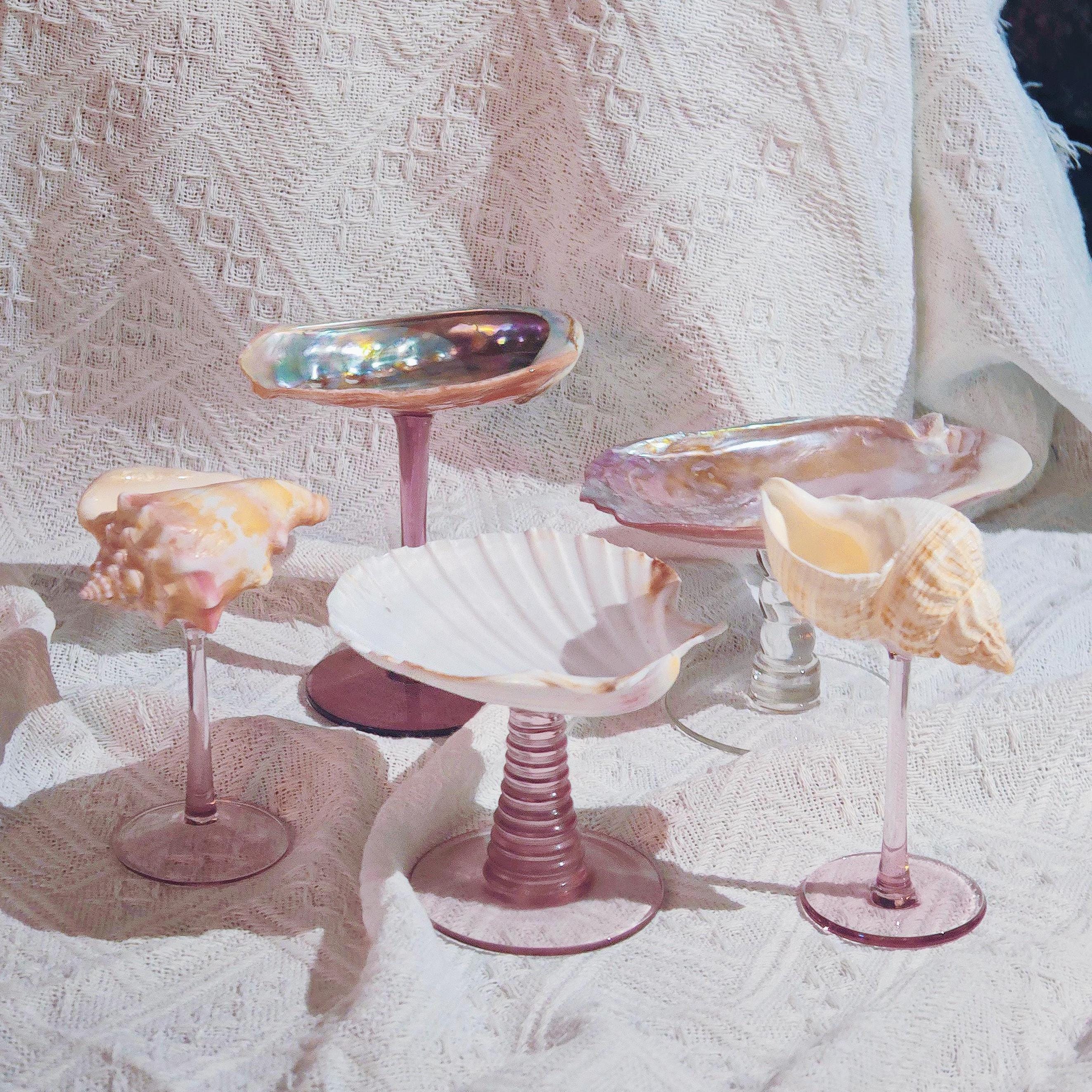 Shell Wine Glasses • Barbie Pink and Magenta Tall Stemmed Shell Martini ...