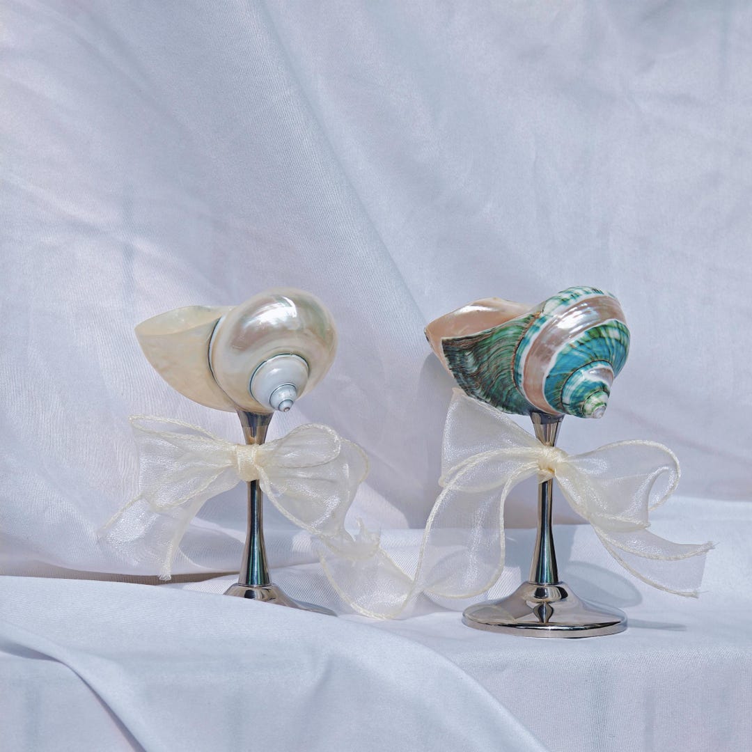 Silver Vintage Meta Martini Glasses • Shell Martini Glasses • Seashell ...