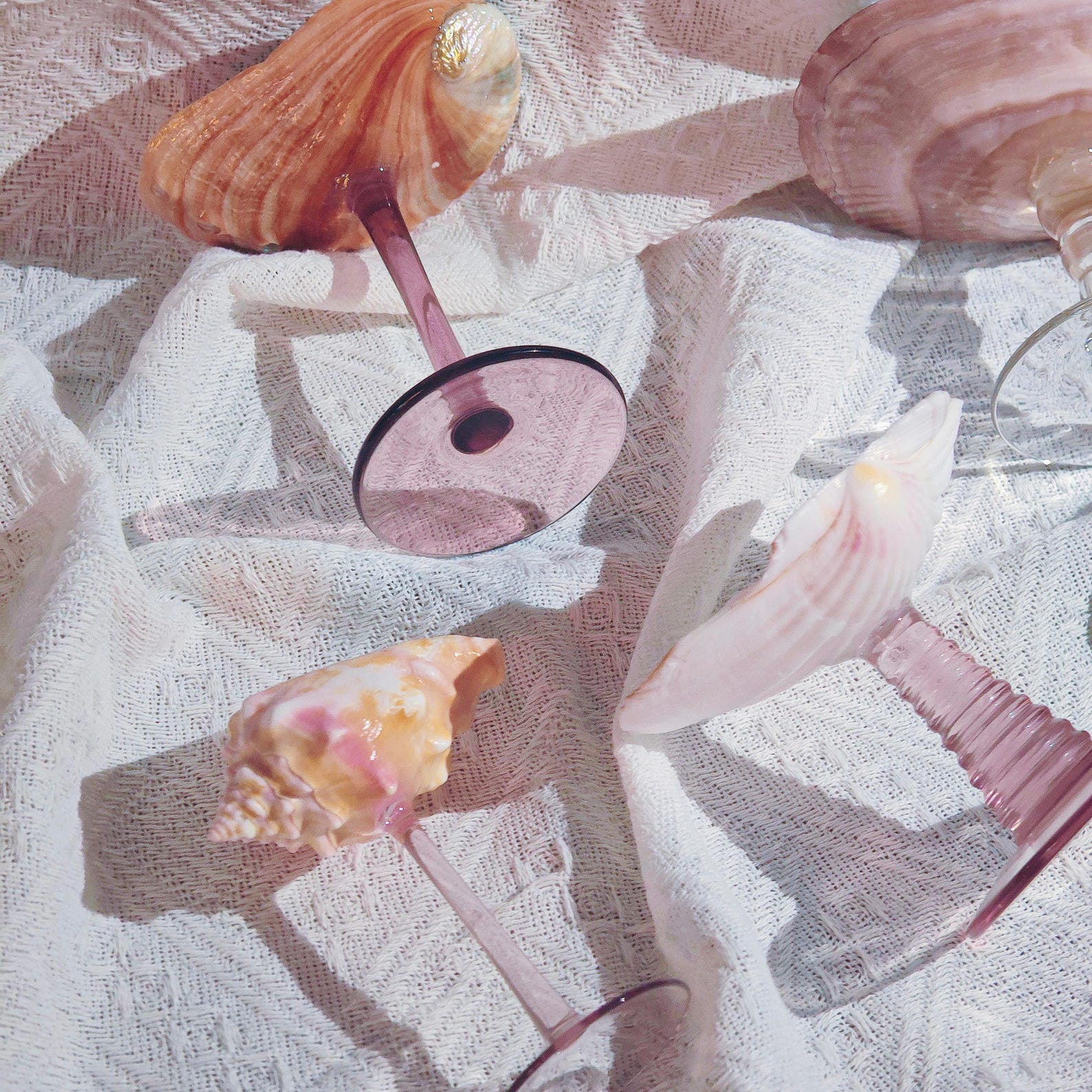 Shell Wine Glasses • Barbie Pink and Magenta Tall Stemmed Shell Martini ...