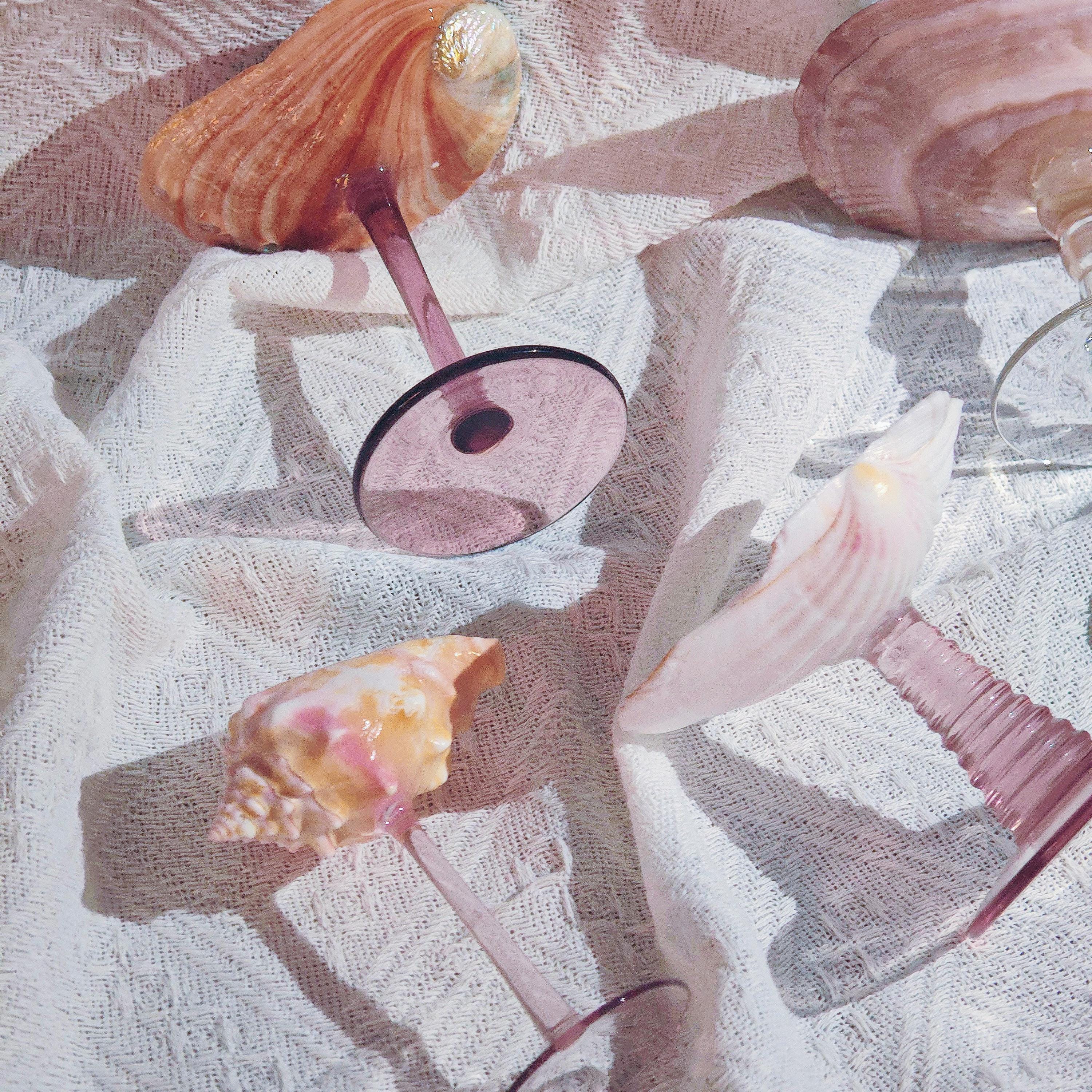 Shell Wine Glasses • Barbie Pink and Magenta Tall Stemmed Shell Martini ...