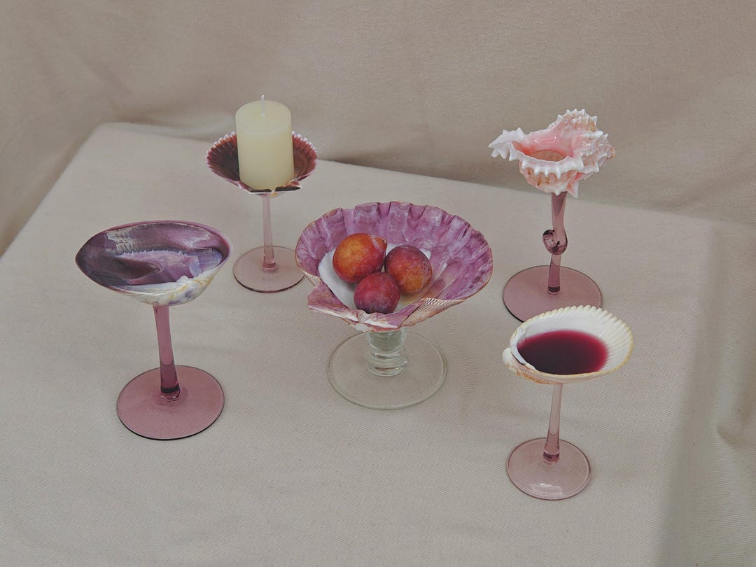 Handmade Natural Conch Shell Wine Glass, Beach Wedding Wine Glasses ...