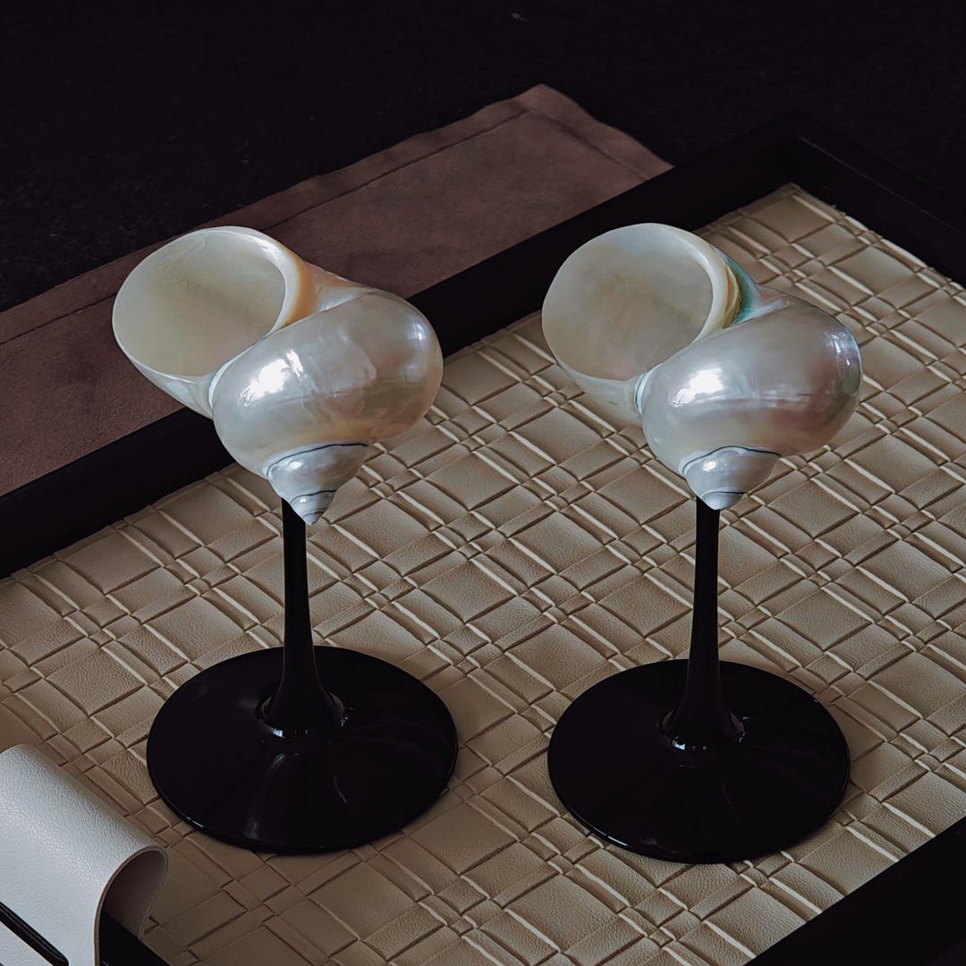 Handmade Vintage Martini Glass • Shell Martini Glasses • Seashell Wine ...