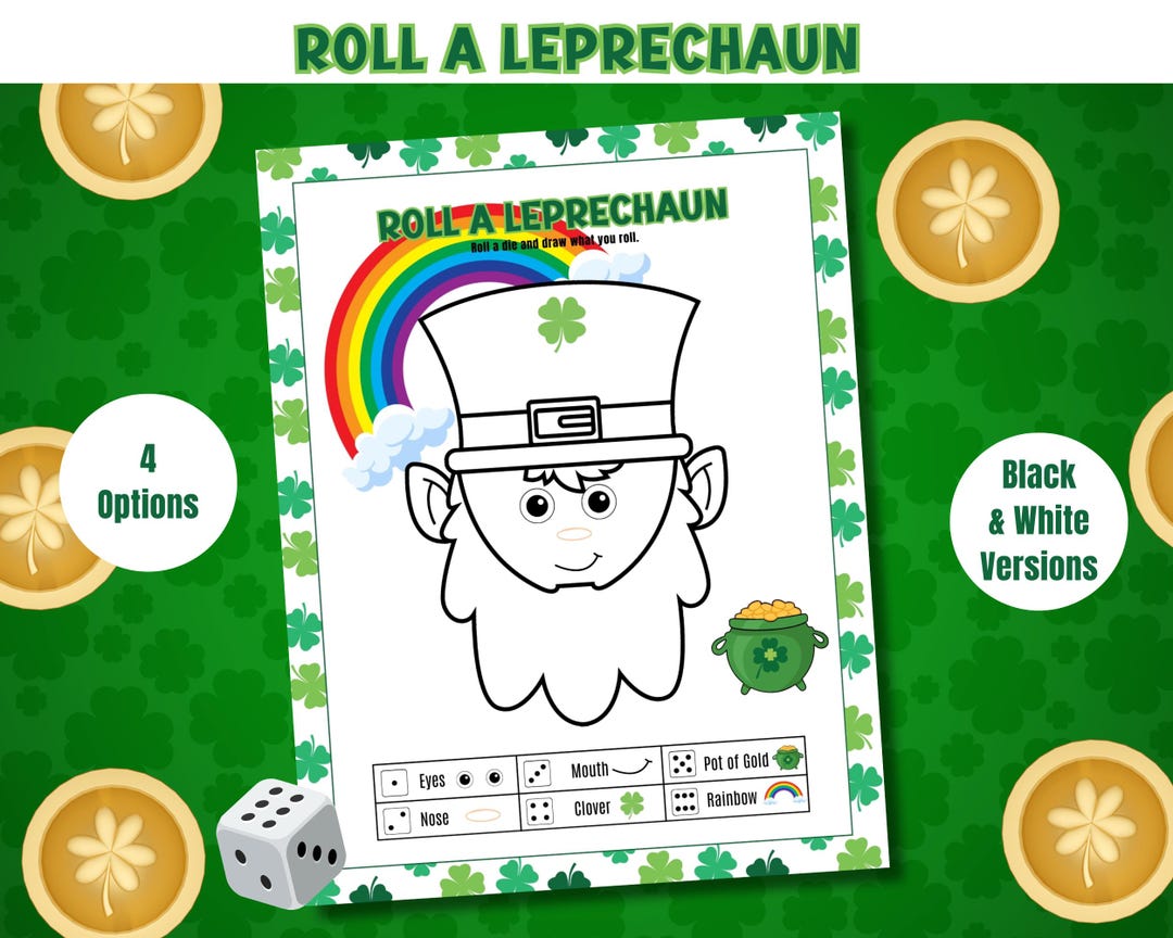 Roll A Leprechaun Dice Game, Build A Leprechaun, Draw A Leprechaun, St ...