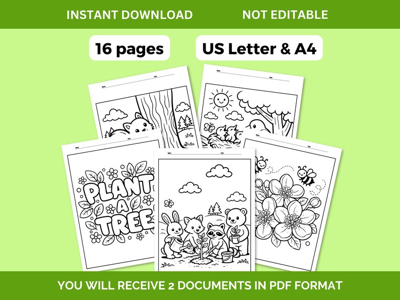 Arbor Day Coloring Pages for Kids Printable, Earth Day Activity for ...