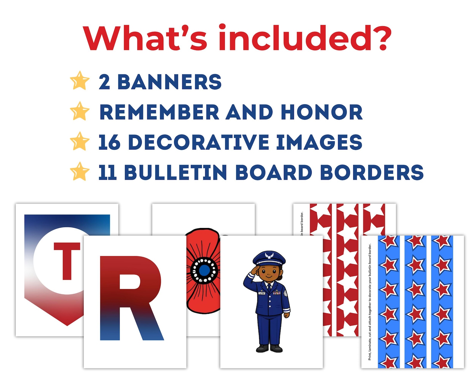 Memorial Day Bulletin Board Kit Printable, Patriot Classroom Decor ...