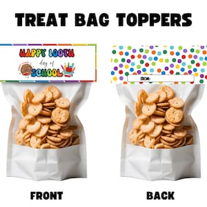 100th Day of School Treat Bag Topper, Happy 100th Day of School, One ...