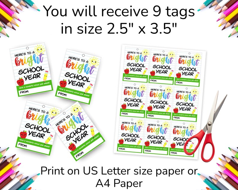 Heres to A Bright School Year Printable Gift Tag, Back to School ...