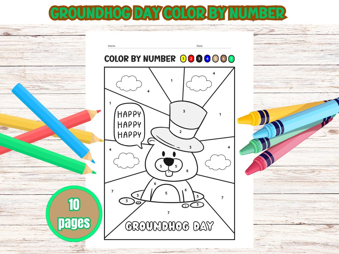 Groundhog Color by Number Printable, Fun Groundhog Day Classroom ...