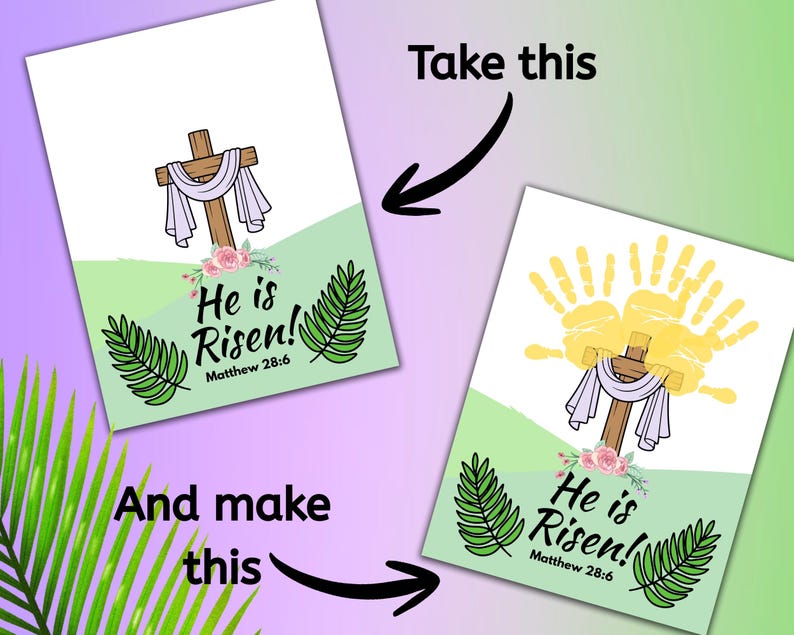 He is Risen Handprint Craft Printable, Christian Easter Activity for ...