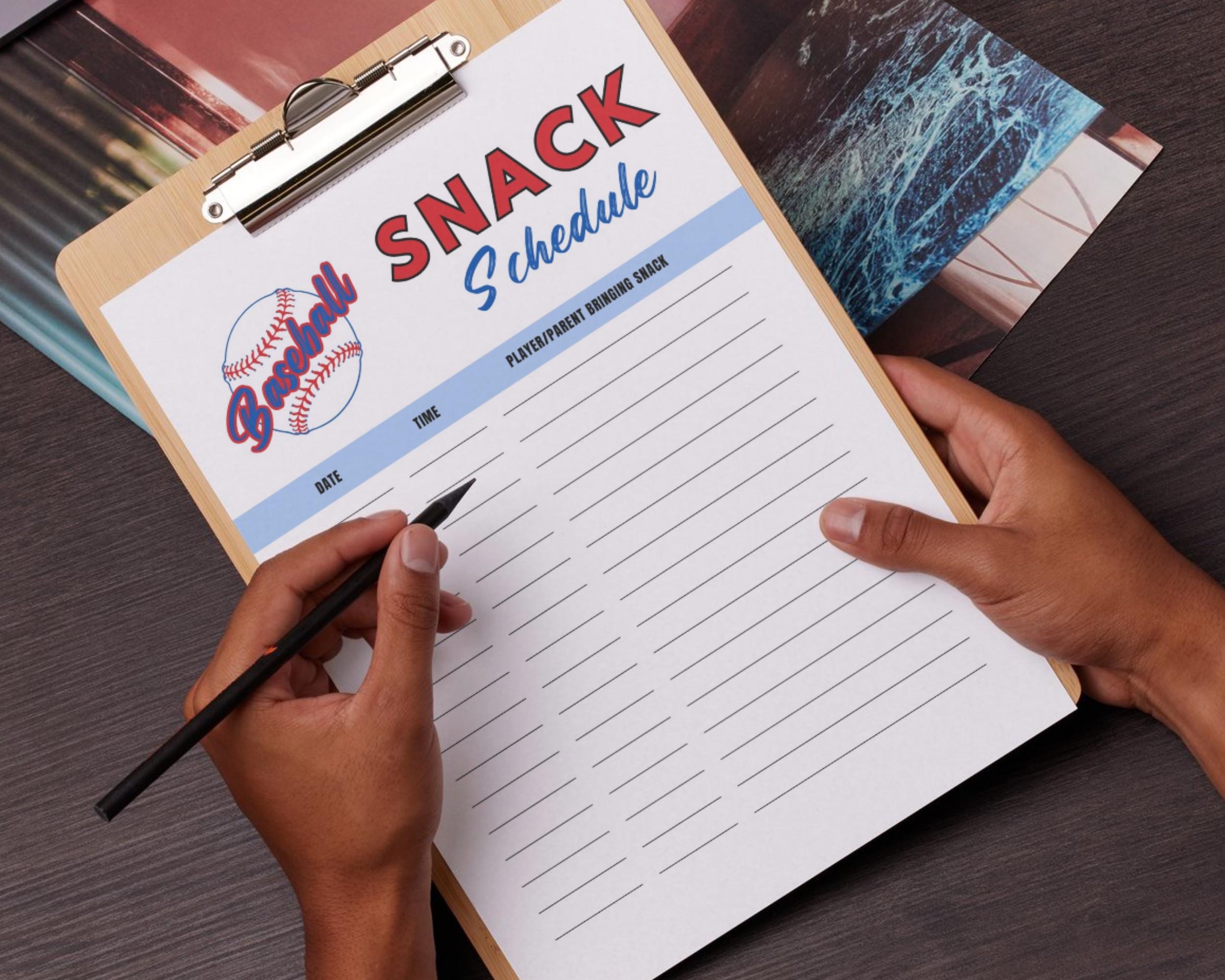 Baseball Snack Sign up Sheet, Printable Baseball Snack Schedule, Game ...